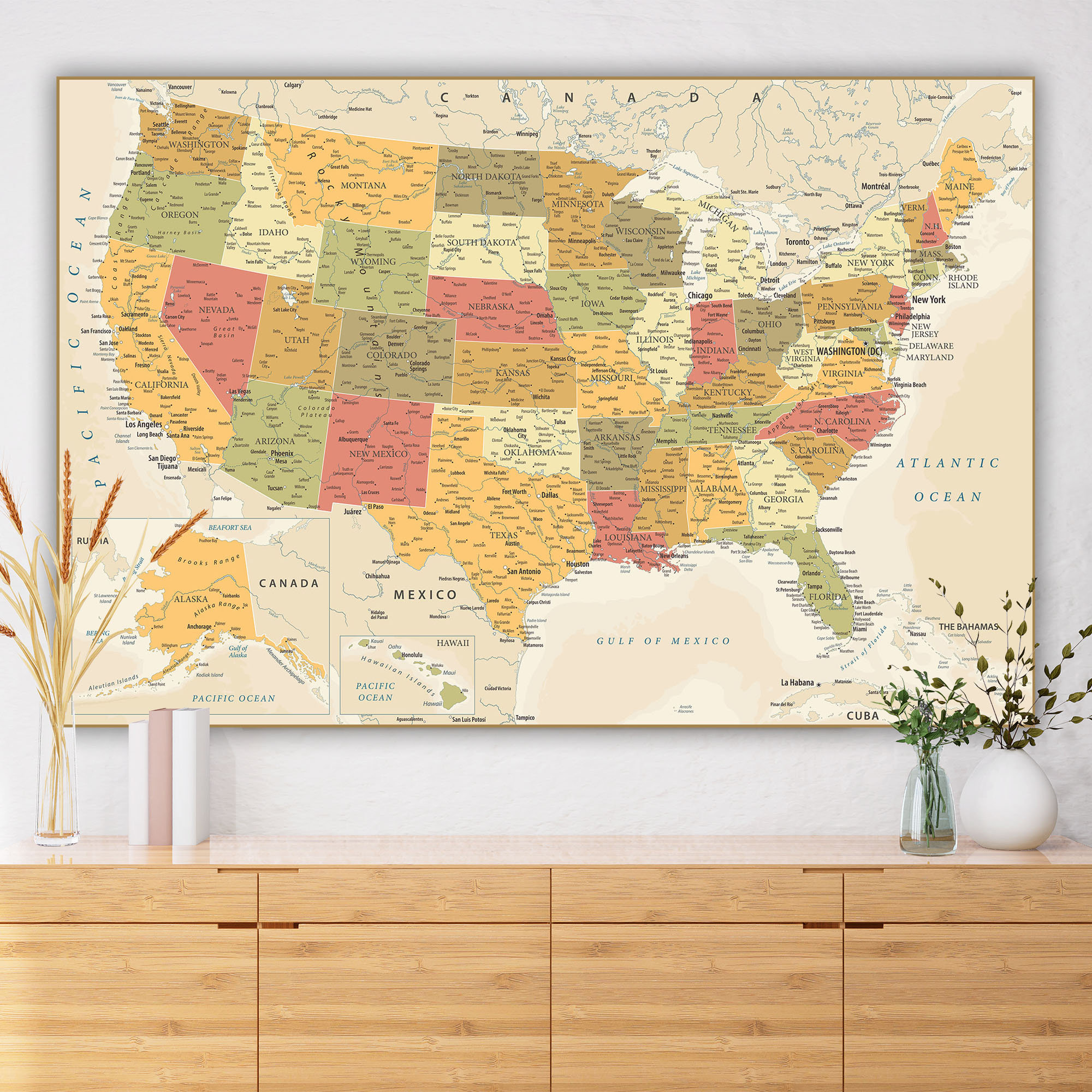 USA Map. Detailed United States Map. Styled High Resolution USA Map ...