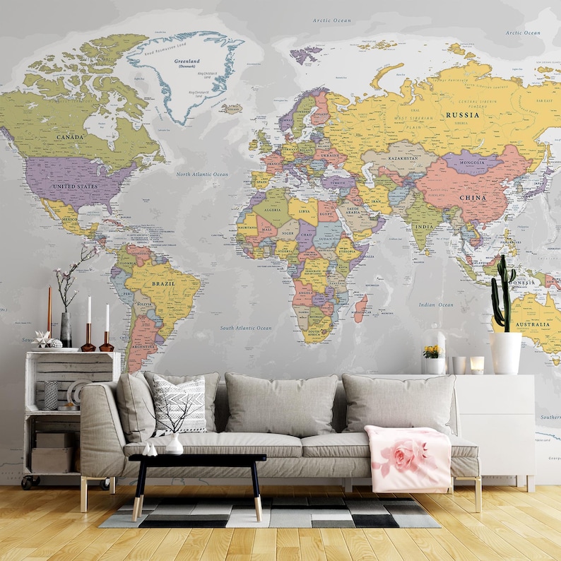 Printable World Map Digital Download - Wall Art Poster With Countries ...