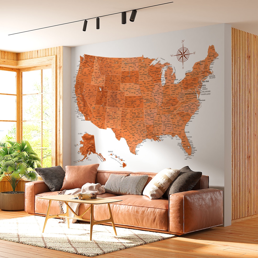 Buy USA Map. Detailed United States Map. Styled High Resolution USA Map ...