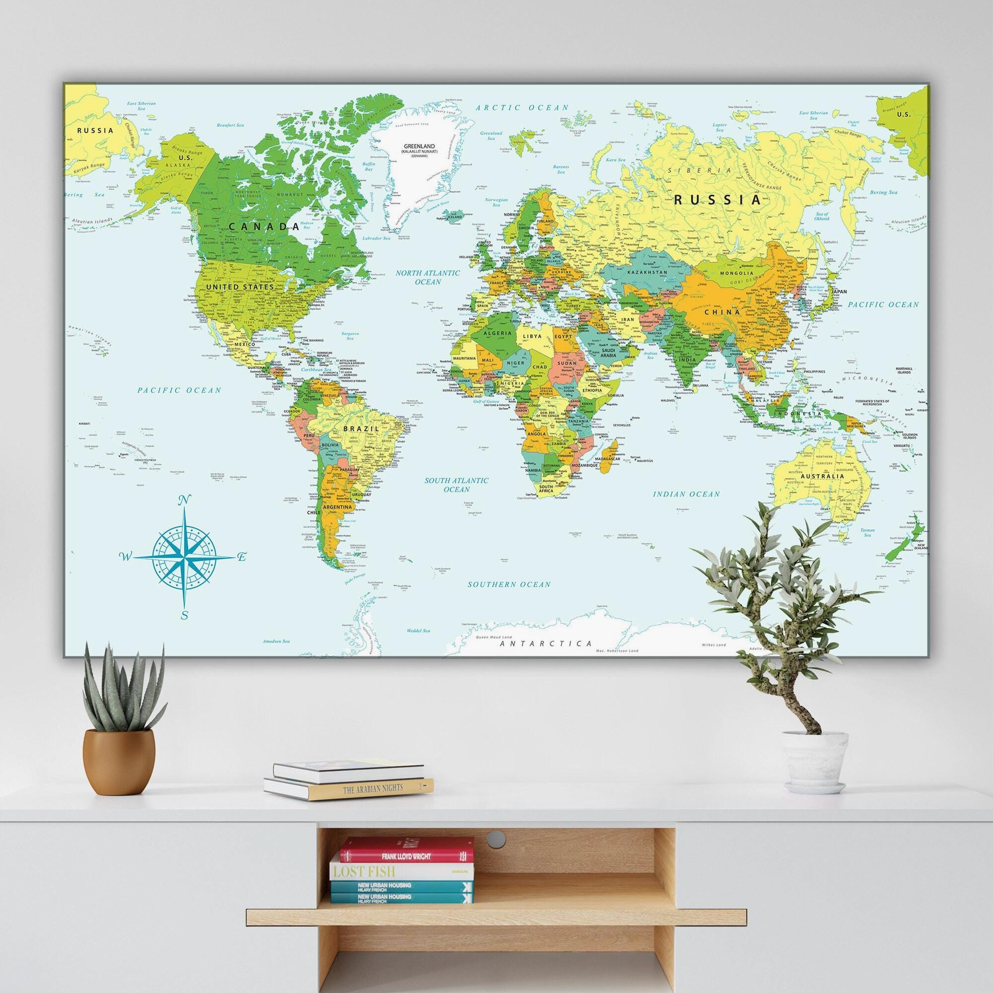 Political World Map - High Quality Printable Colorful Map | Digital ...