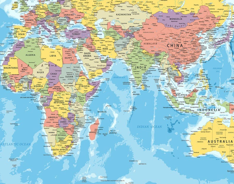 Highly Detailed Political Map of the World - Printable Large Map Poster ...