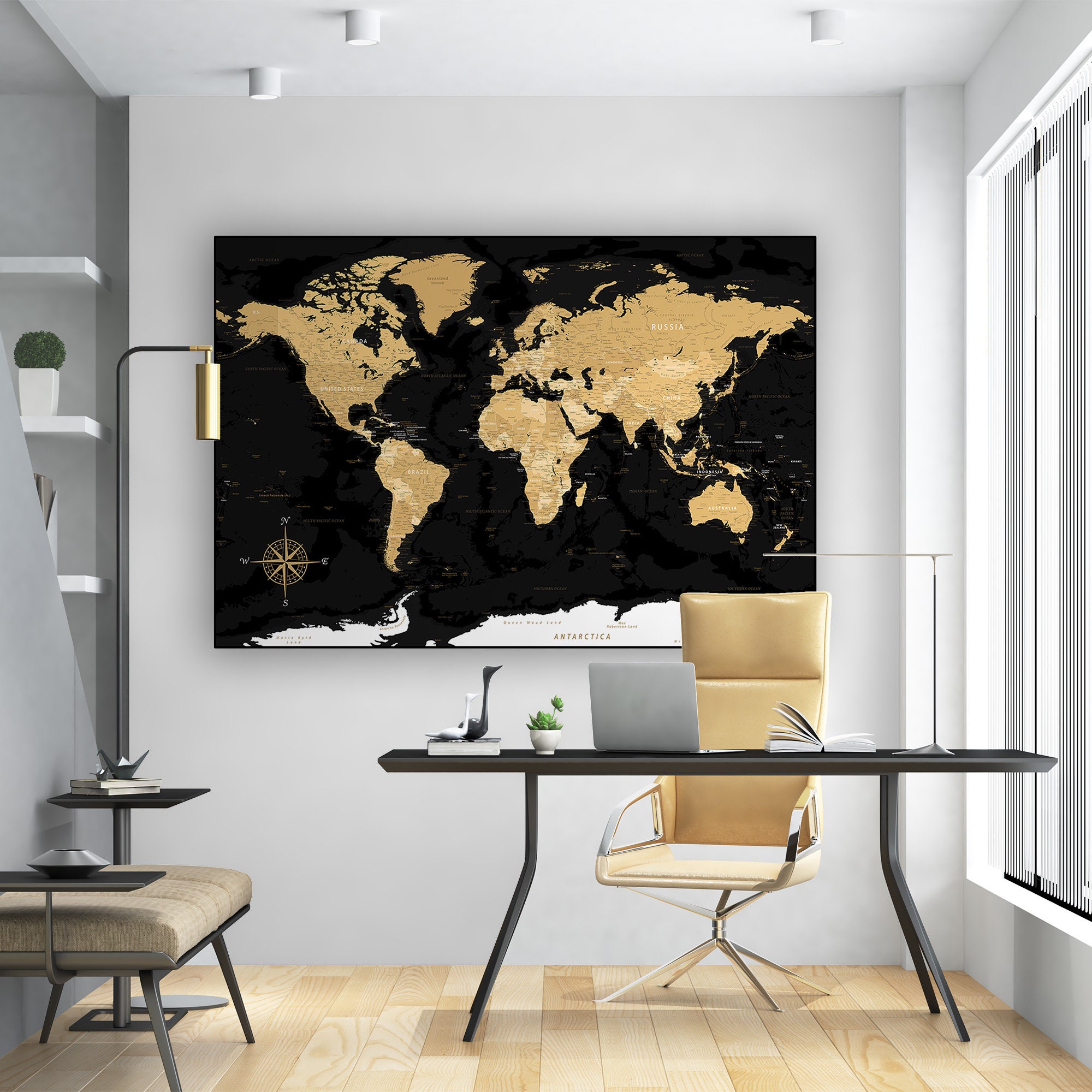 Printable Dark World Map, Vintage Map Print, Digital Map of the World ...