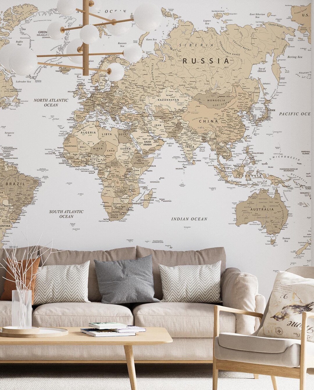 World Map Instant Download XL Map, Printable World Map, Neutral World ...