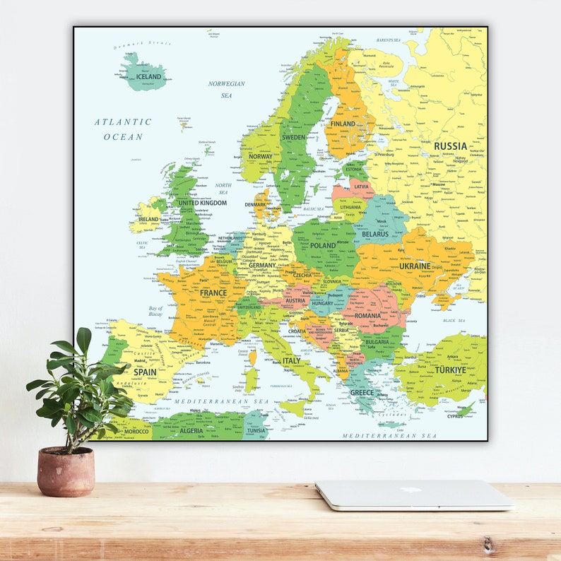 Printable Political Colorful Europe Map Ready to Print Map for Posters ...