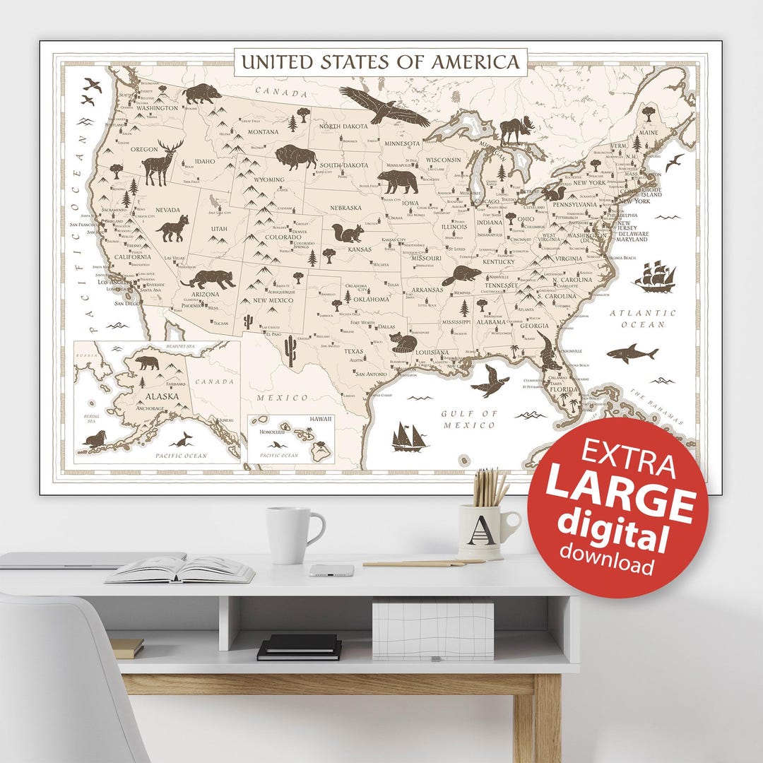 Printable Kids USA Map - United States of America Map, USA Map Digital ...