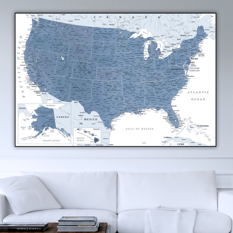 Printable USA Grey Map United States Map Digital Download Large US Map ...