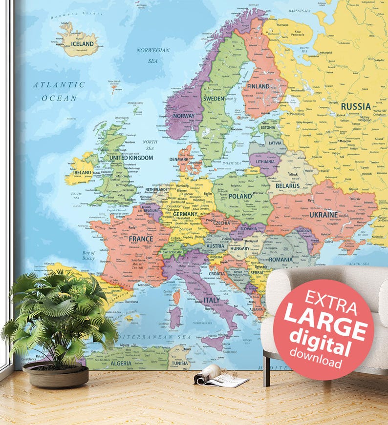 Digital Political Map of Europe, Detailed Printable European Map ...
