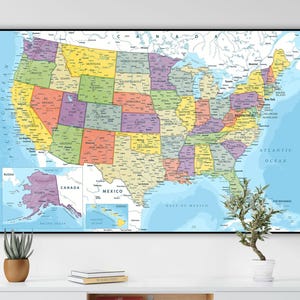 United States Map Digital Download Poster Detailed Map of America Home ...