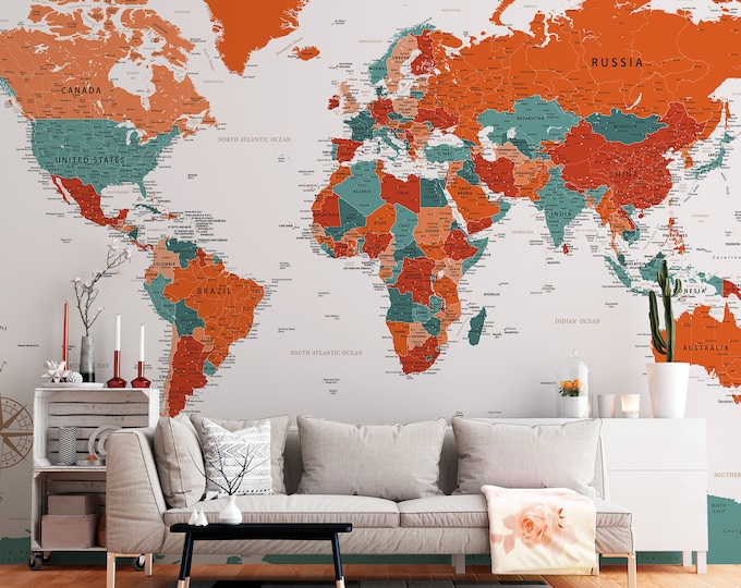 Printable Diversity Wall Art, World Map With Countries, Diversity Art ...