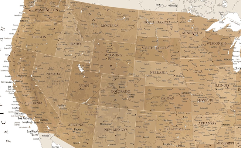 Printable United States of America Map - US Travel Map - Neutral Wall ...