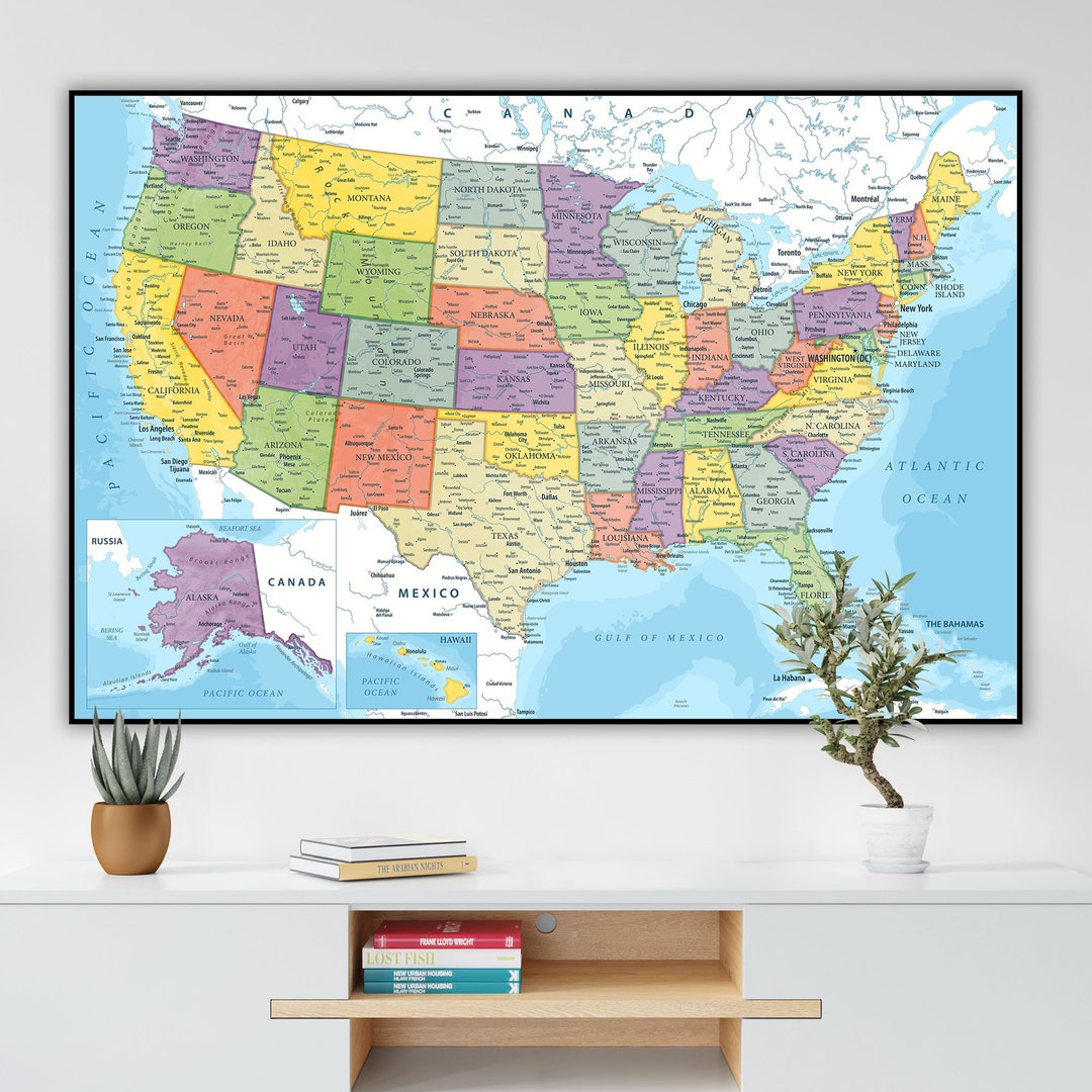 USA Map. Detailed United States Map. Styled High Resolution USA Map ...