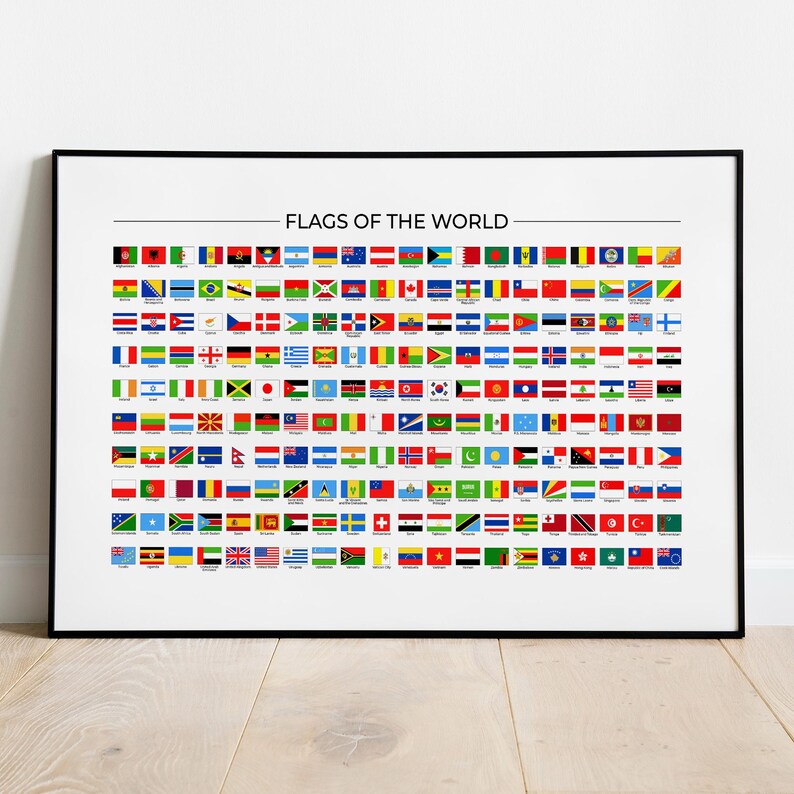 Country Flags Poster Printable - Flags of the World - Kid Flags Poster ...