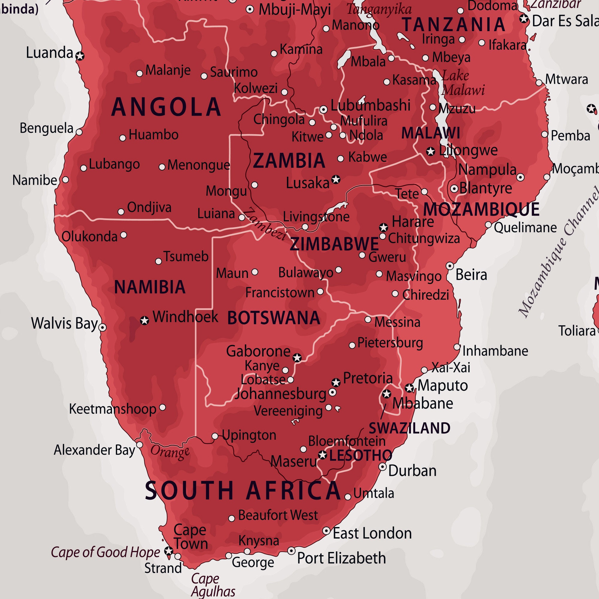 Printable Red World Map Downloadable Large Decor Map High Resolution ...