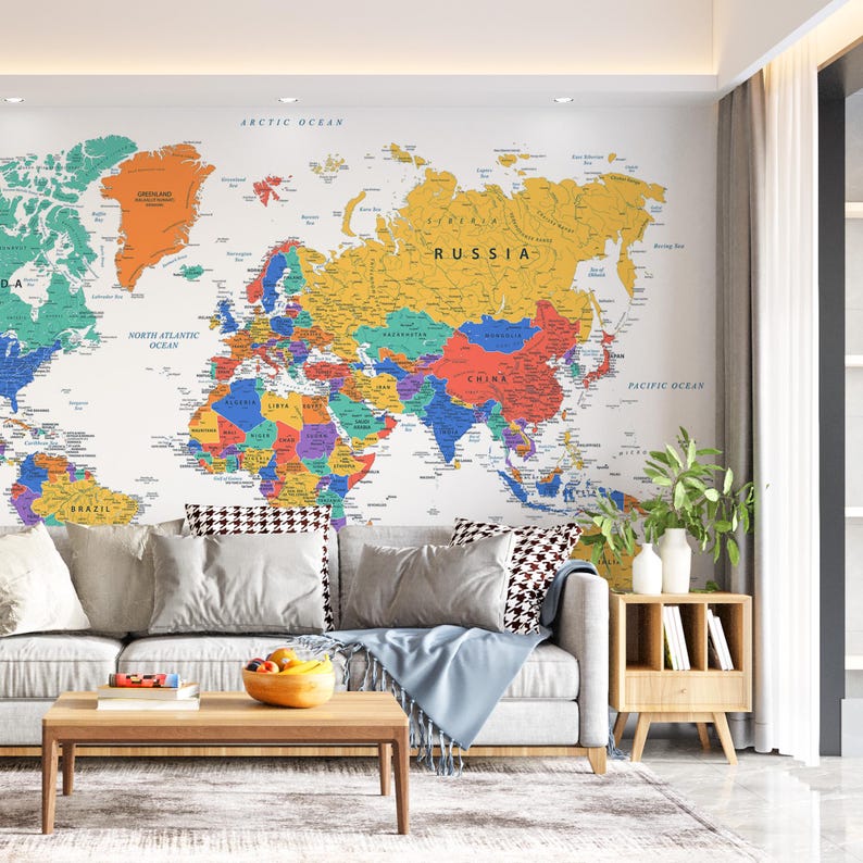 Political World Map Poster – Educational Classroom, Homeschool (digital ...