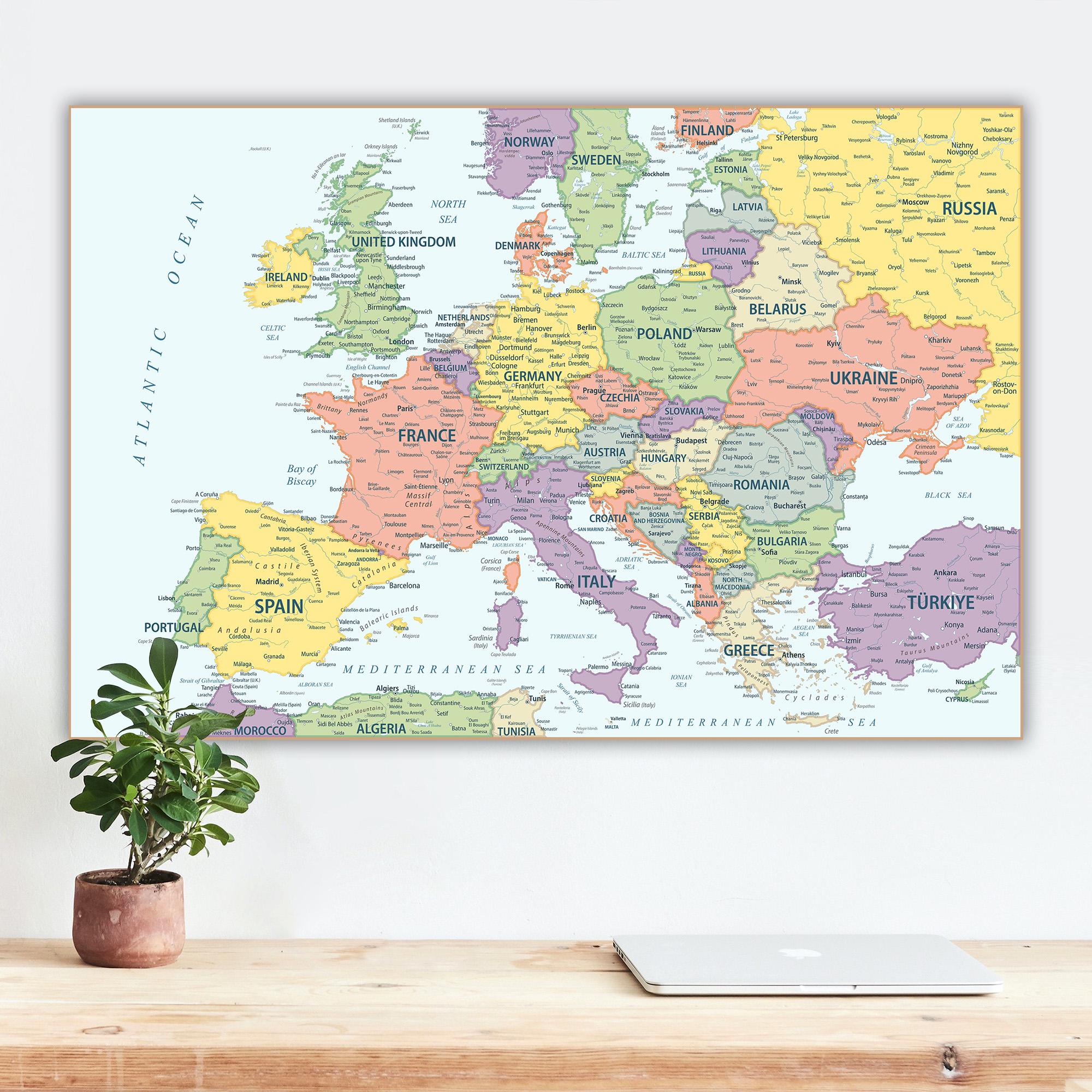 Digital Political Map of Europe, Detailed Printable European Map ...