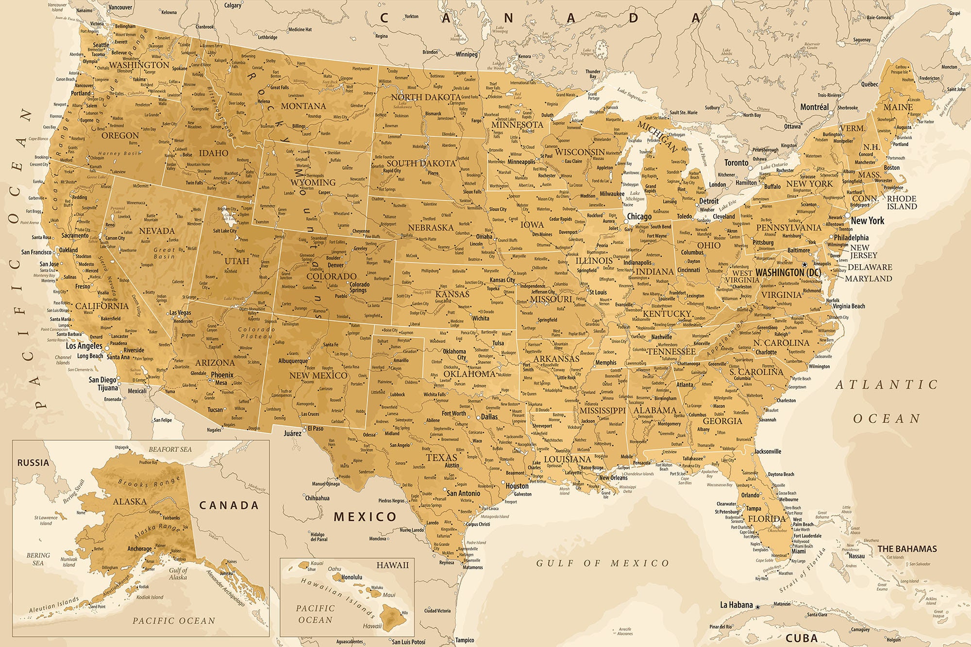 USA Map. Detailed United States Map. Styled High Resolution USA Map ...
