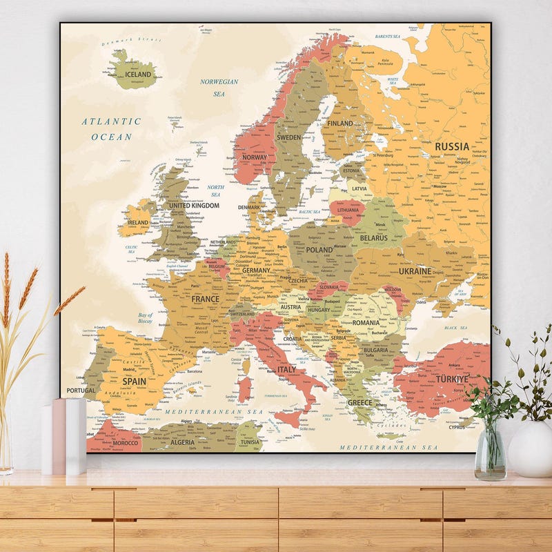 Europe Map Print - Etsy