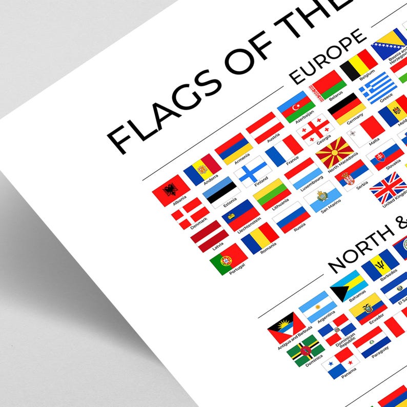 Flags of the World Printable Poster - Digital Wall Art - World Flag ...