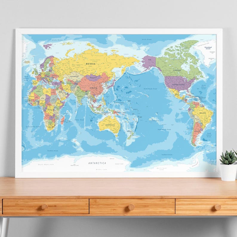 Detailed Printable World Map Pacific Centered - New Political Map 2025 ...