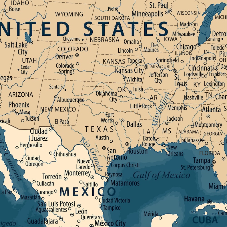 Navy Blue World Map - Map of the World - Digital Download | Printable ...