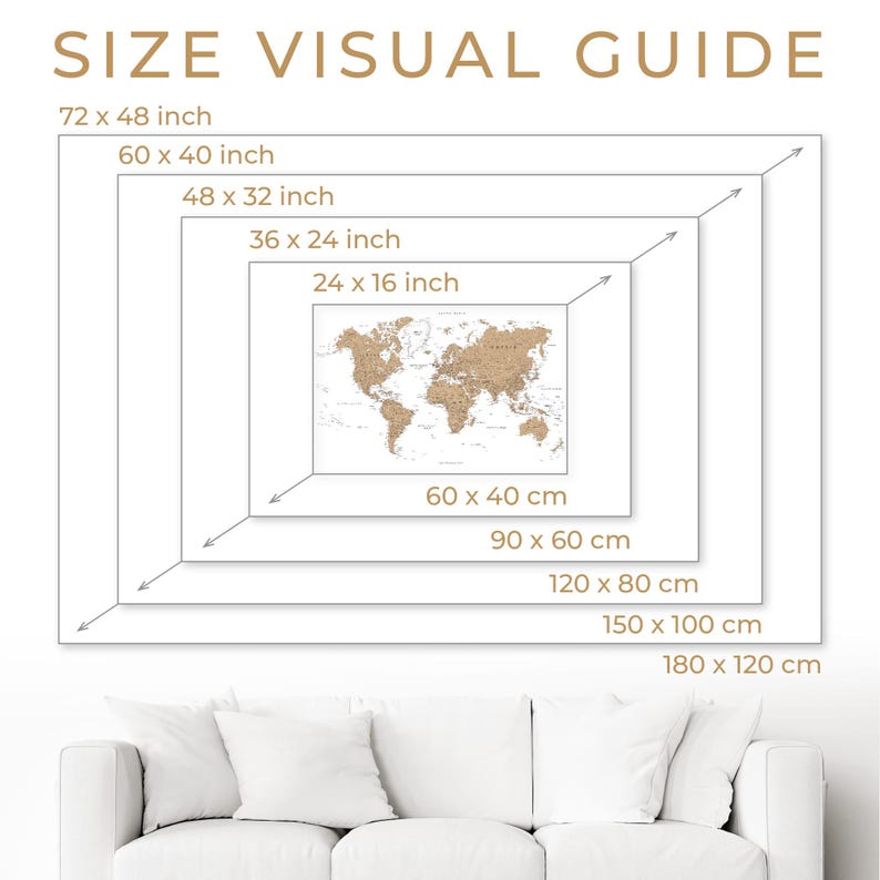 Map of the World With Countries Printable Beige Brown World Map Digital ...