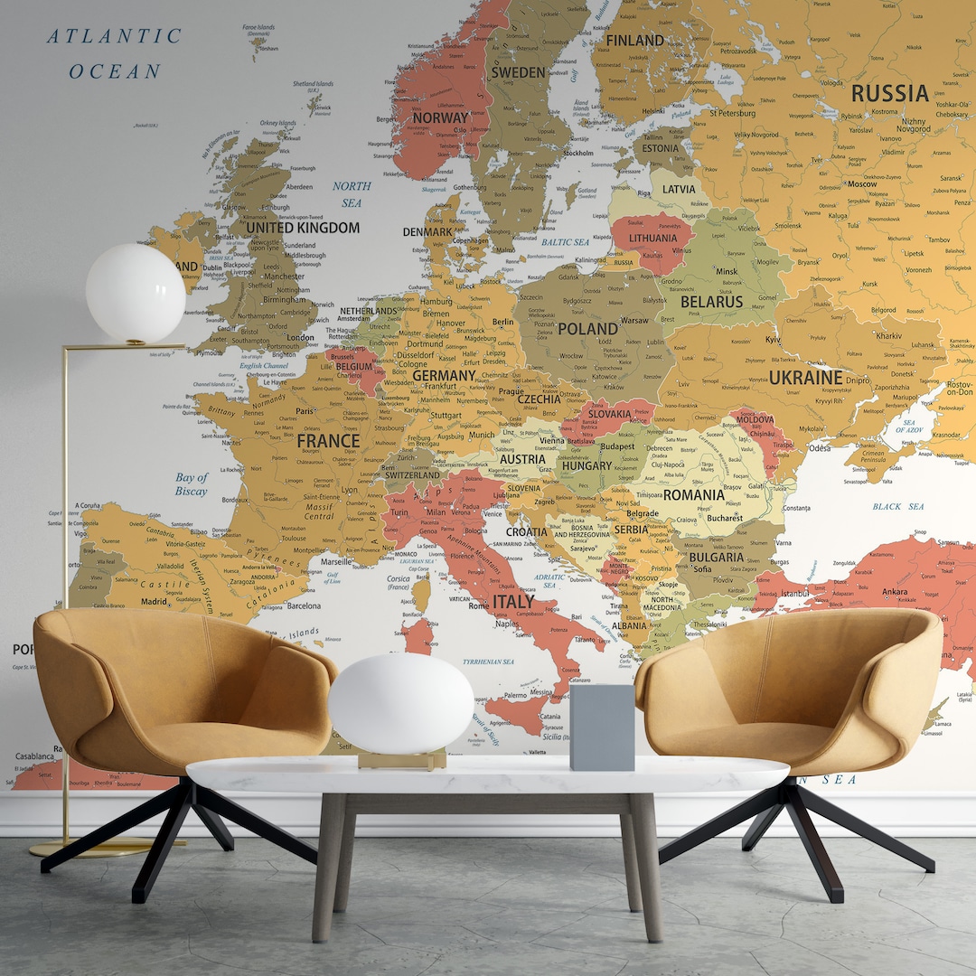 Europe Printable Map. Detailed Map of Europe. Styled High Resolution ...