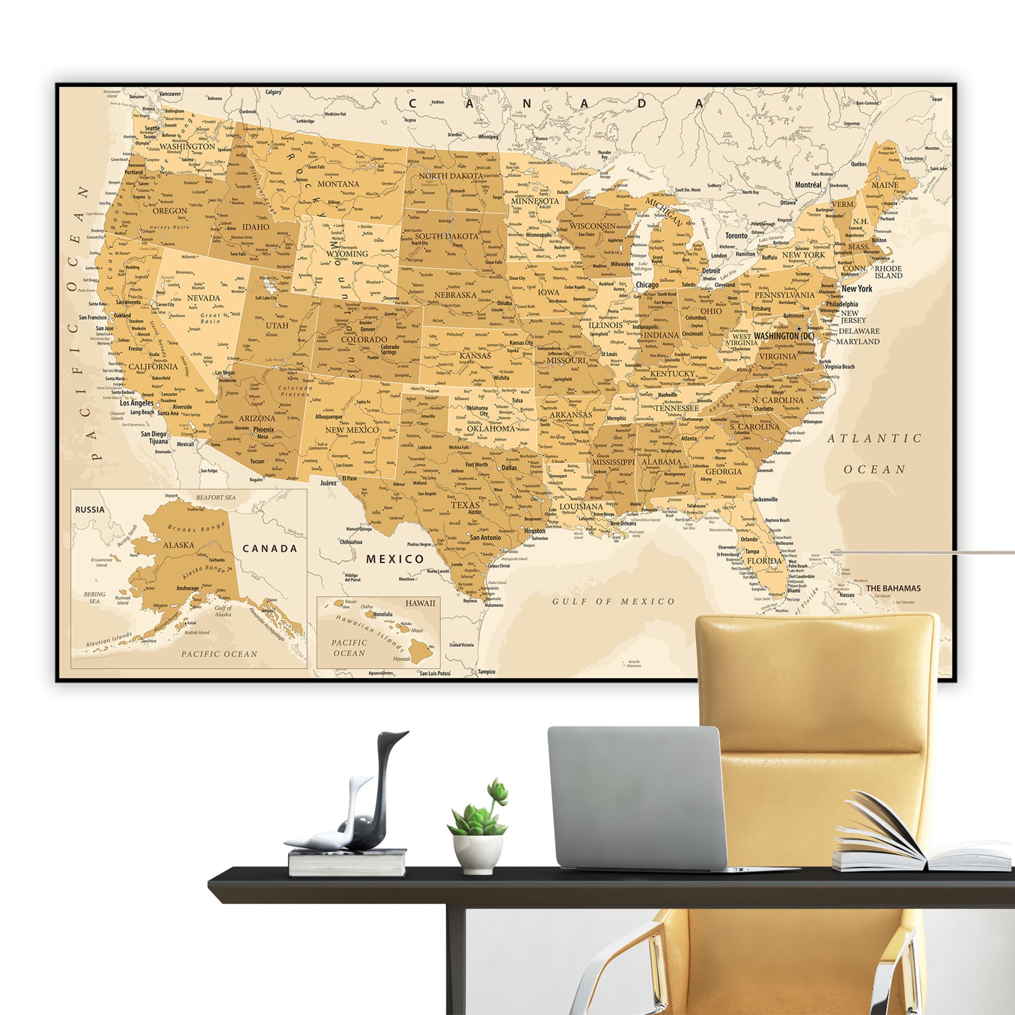 United States Map Digital Download Poster Detailed Map of America ...