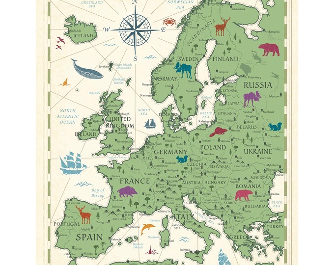 Various Sizes Poster Educational Learning Resource Europe Map of Europe ...