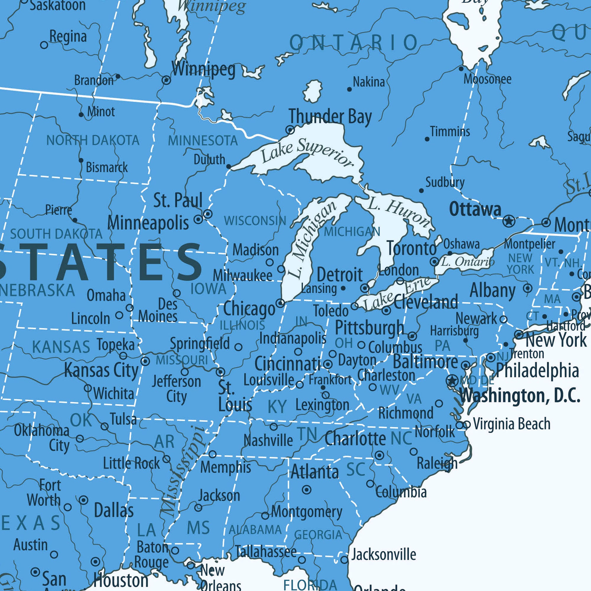 World Map Blue Digital - Printable Map of the World | Travel Poster ...