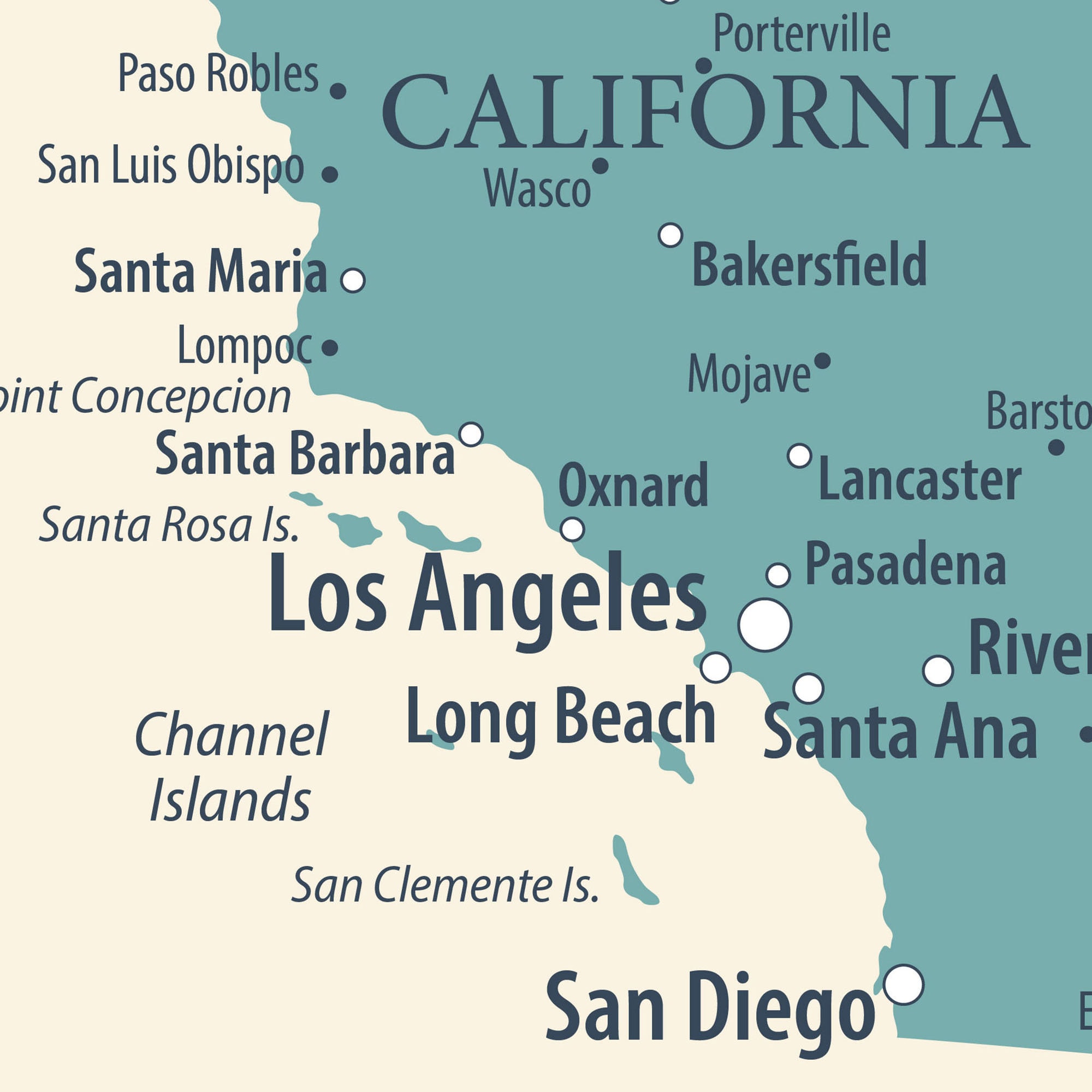 USA Map Digital Download Blue & Beige Print, High Res United States Art ...