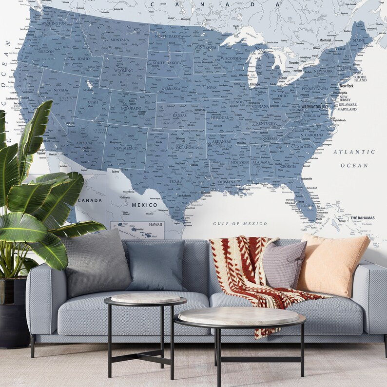 Printable USA Map United States Map Digital Download Large US Map Grey ...