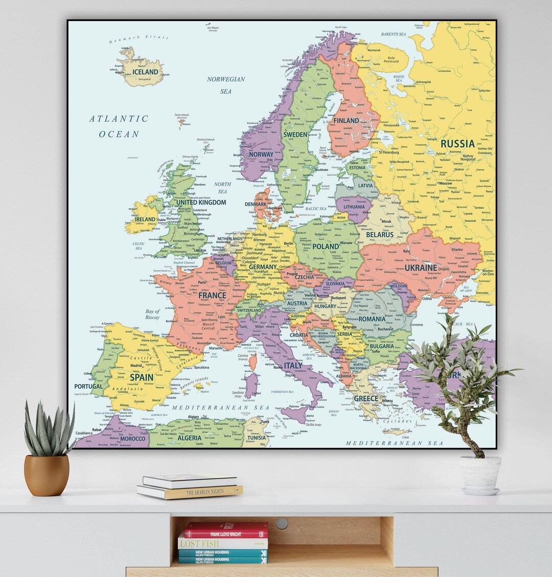 Digital Political Colorful Map of Europe Printable Download, Travel ...