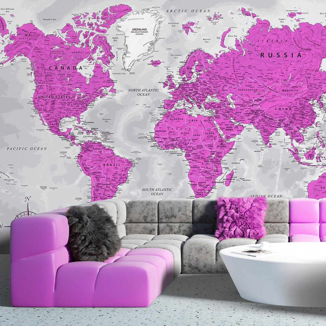 Printable World Map. Styled High Resolution Map. Perfect for Posters ...