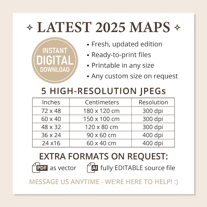 Printable Large World Map Digital Download - NEW Edition 2025 - Wall ...