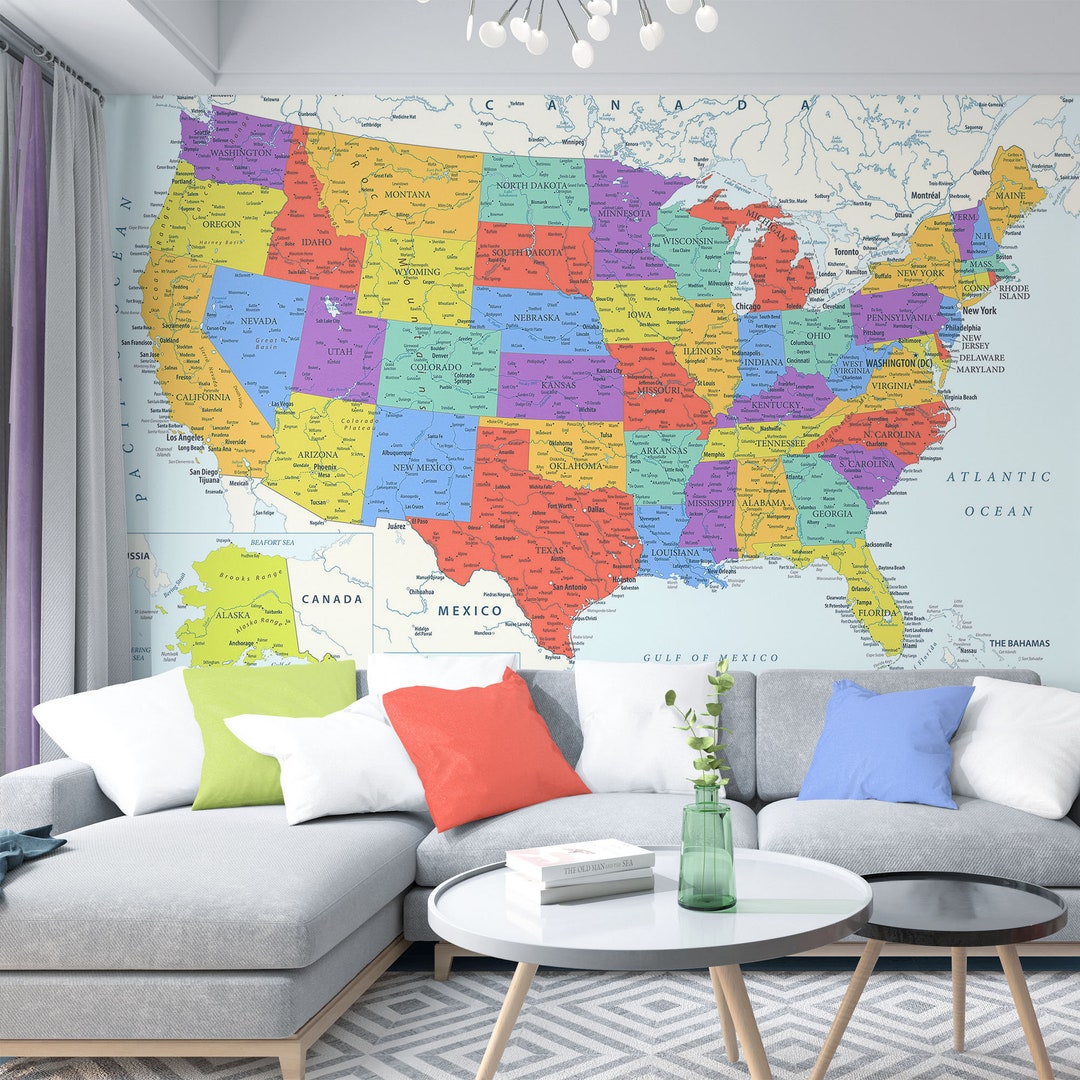Digital Color USA Map Detailed United States Map USA Printable Large ...