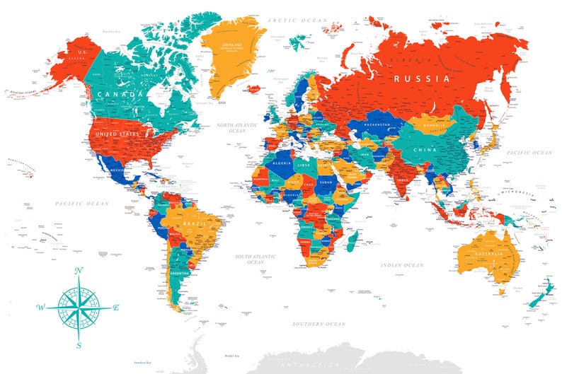 Educational Printable World Map | Homeschooling World Map Poster | Kids ...