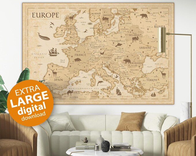 Various Sizes Poster Educational Learning Resource Europe Map of Europe ...