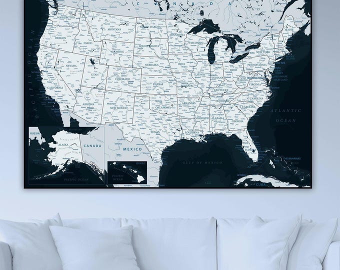 Black Map of United States, US Map, All States Usa Map, US Map With ...