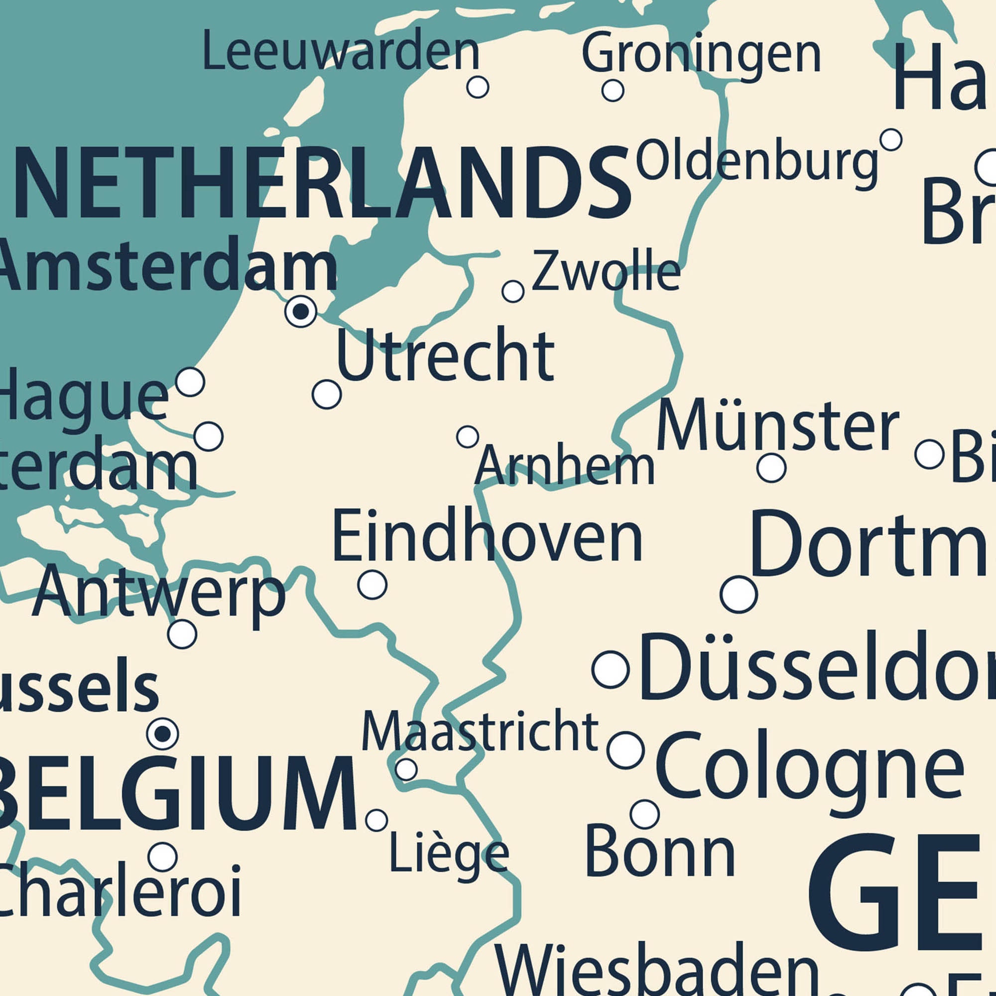 Modern Europe Map Printable Poster | Blue Beige Travel Art | Instant ...