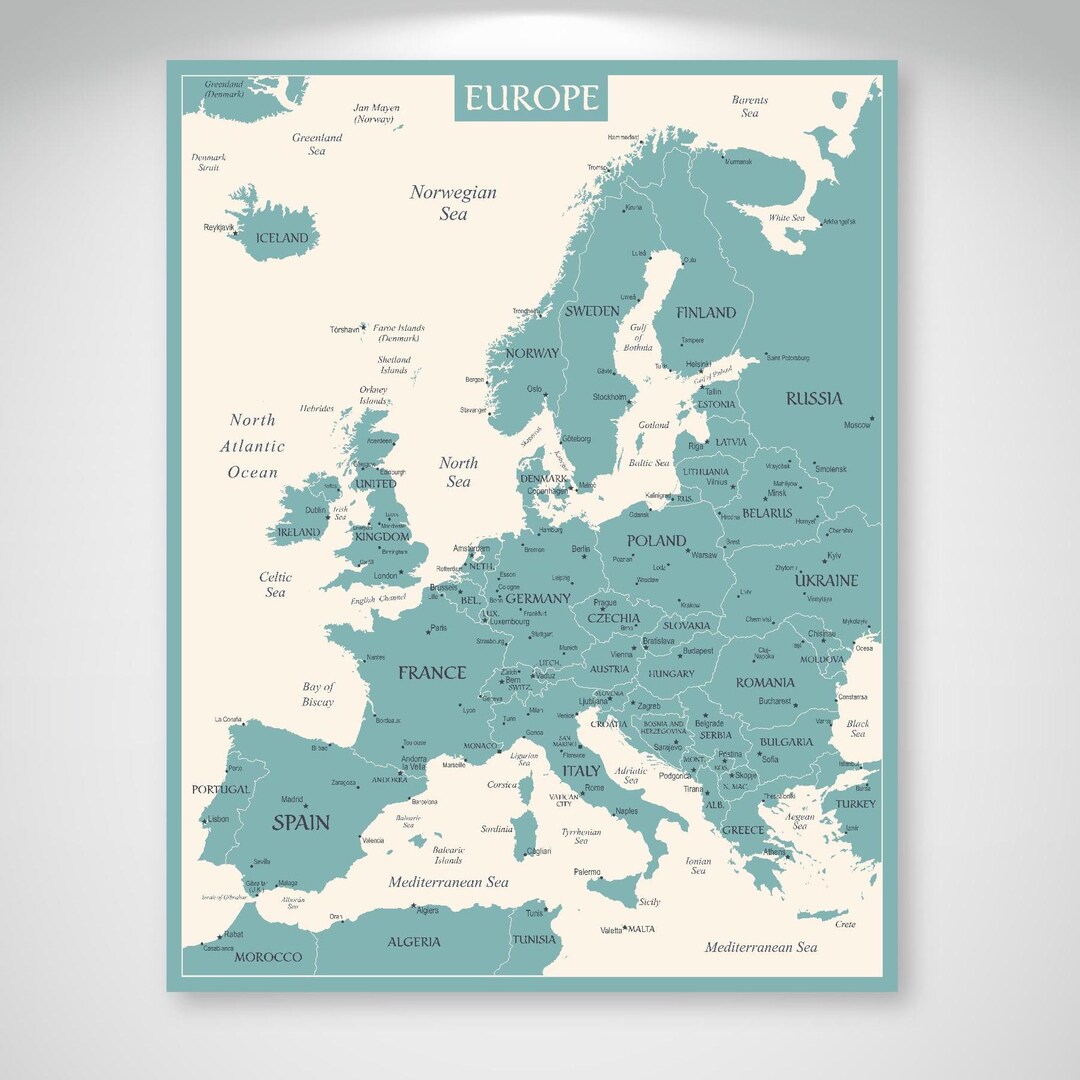 Vintage Europe Map Digital Download - Map of Europe | Printable Europe ...