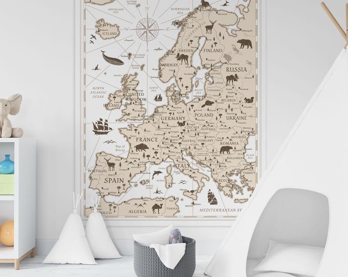 Various Sizes Poster Educational Learning Resource Europe Map of Europe ...