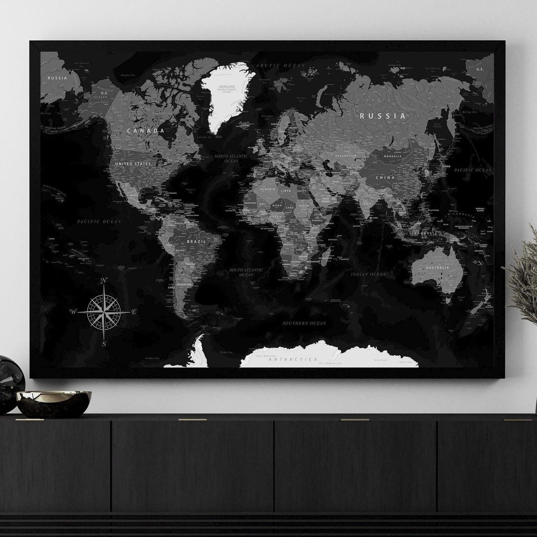 Printable World Map - Styled High Resolution Map | Perfect for Posters ...