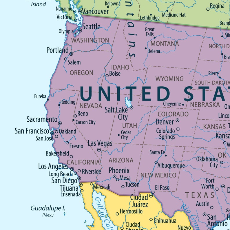 Detailed Political World Map Printable - Map Poster, Print Instant ...