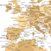 Neutral Beige World Map Wall Art Printable - Pastel Tones Large Map ...