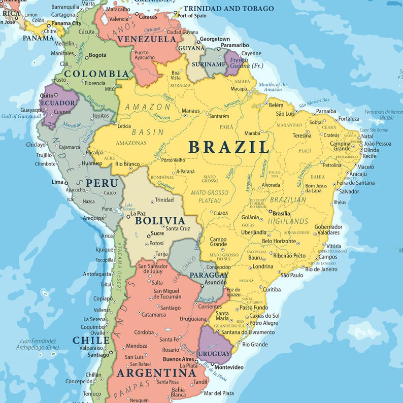 Highly Detailed Political World Map Printable Poster - Map of the World ...