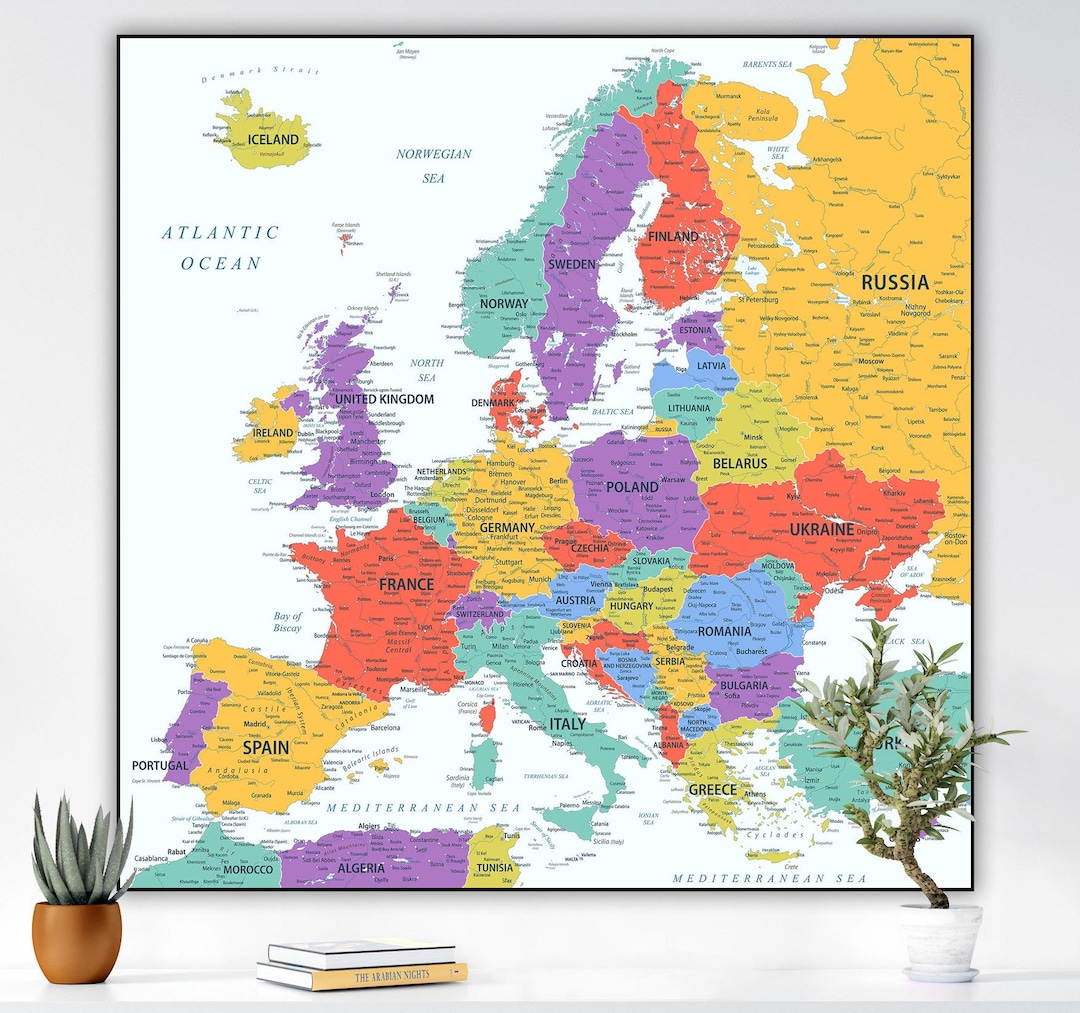 Detailed Europe Map - Digital Political Color Map of Europe Printable ...