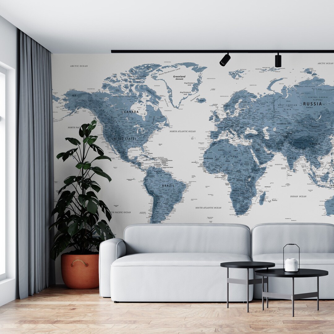 Printable World Map | Styled High Resolution Grey White World Map ...