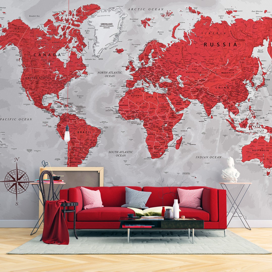 Printable World Map. Styled High Resolution Map. Perfect for Posters ...