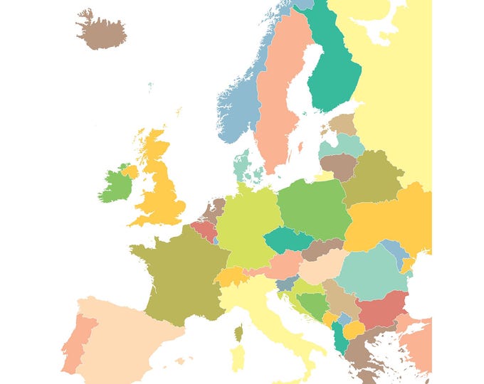 Various Sizes Poster Educational Learning Resource Europe Map of Europe ...