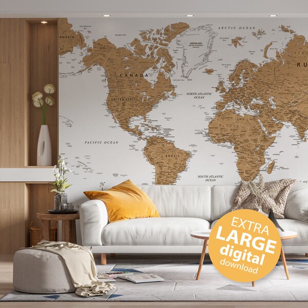 White World Map - Etsy